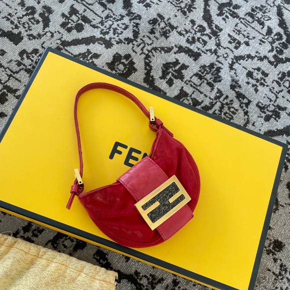 Fendi | Bags | Fendi Red Suede Cookie Mini Bag | Poshmark